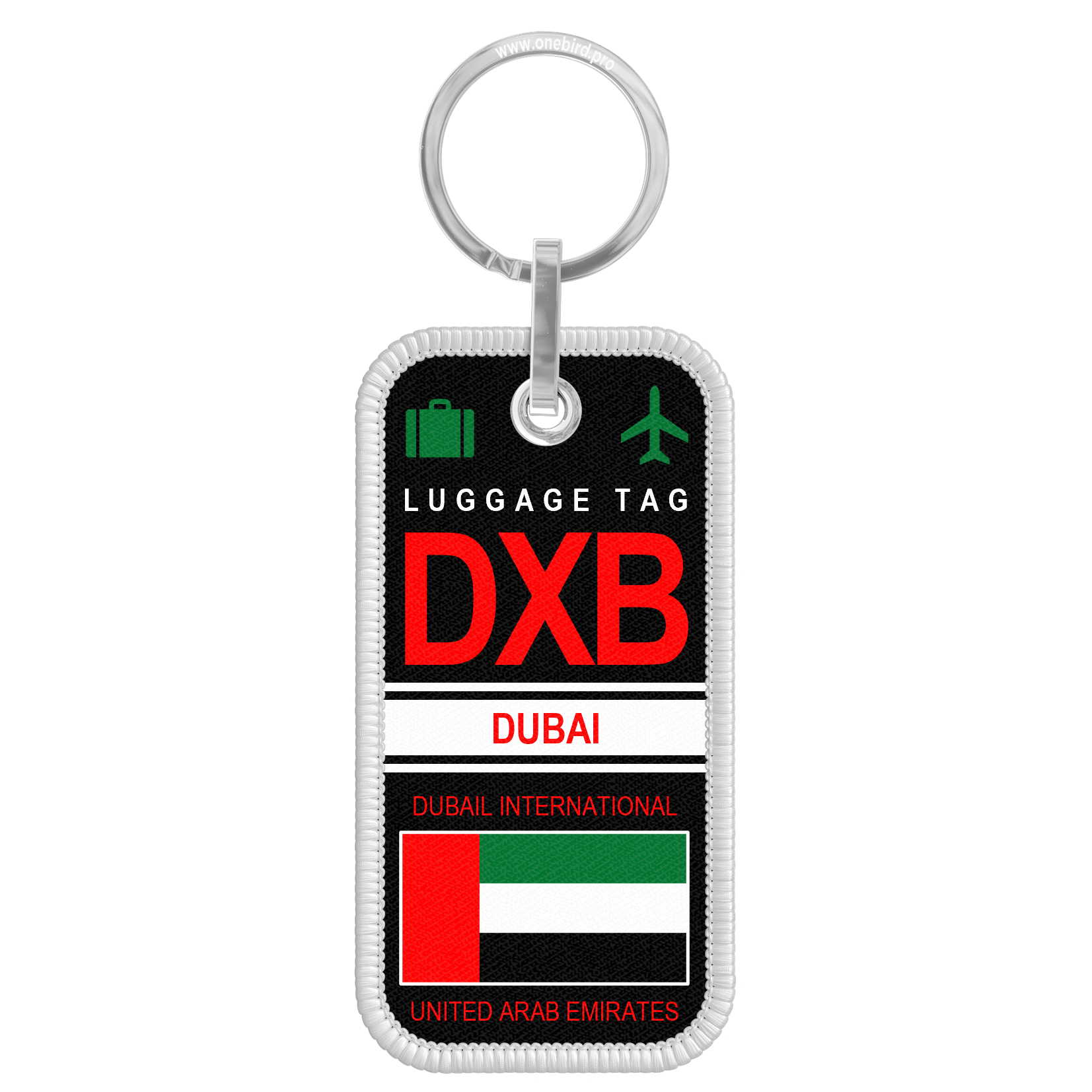 Flame keychain - Airport code IATA - DXB - Dubai
