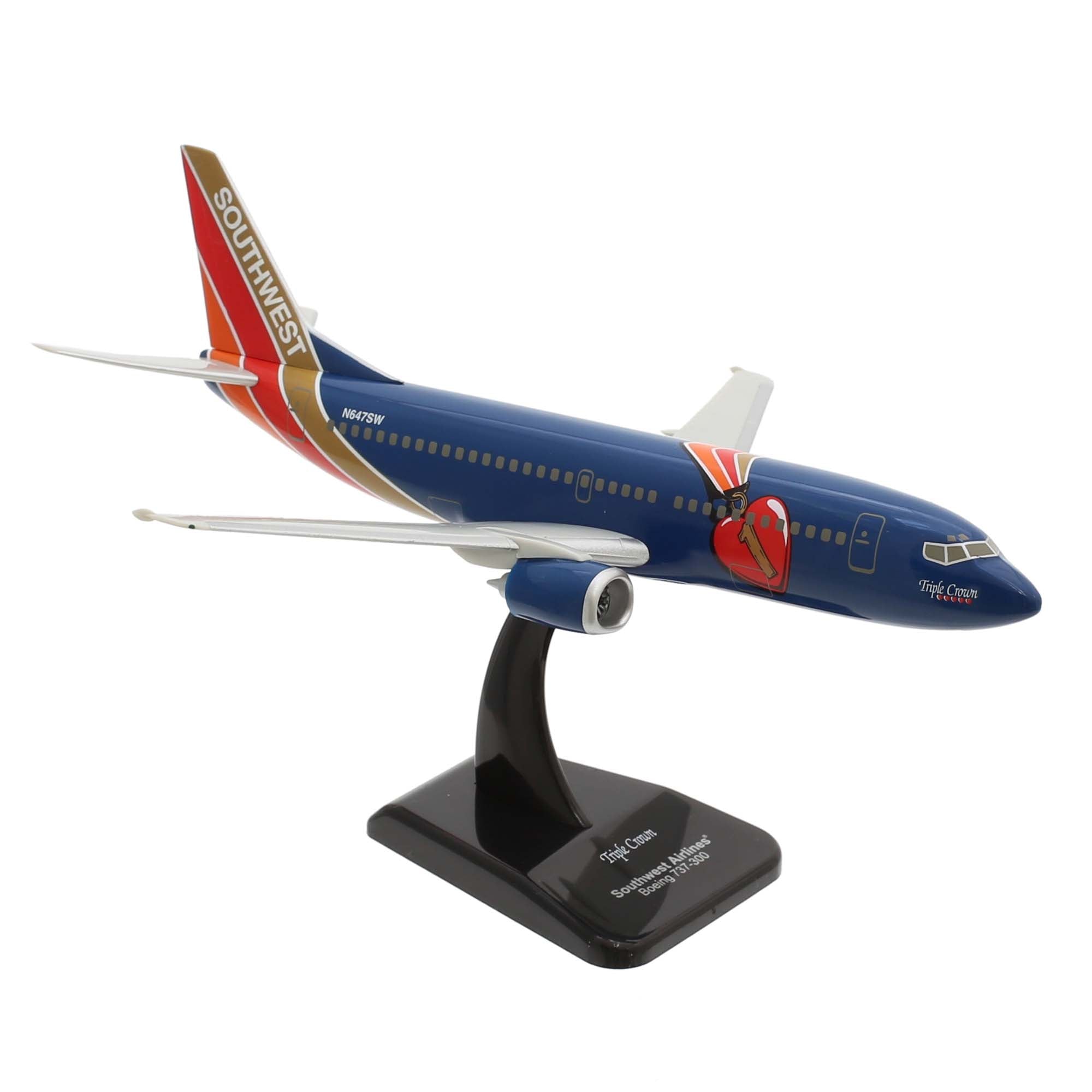 Maquette avion B737-300 Southwest N647SW Triple Crown - plastique 1/20