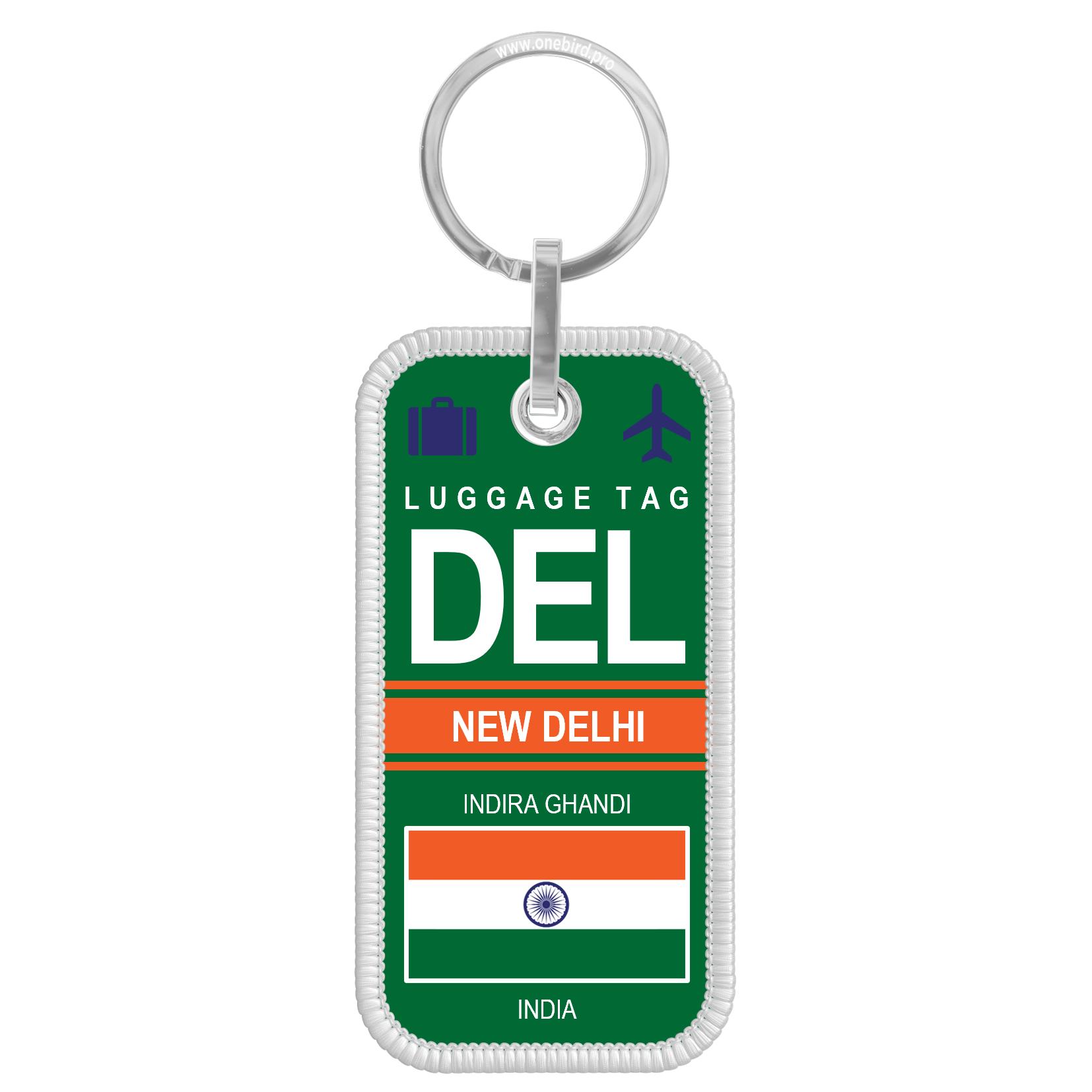 Flame key ring - Airport IATA code - DEL - New Delhi