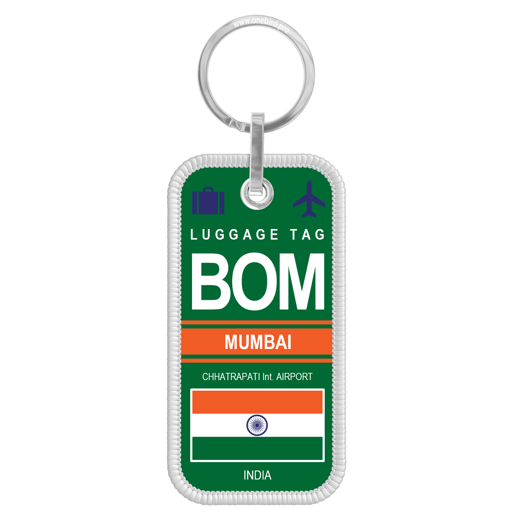 Porte-clés flamme - Airport code IATA - BOM - Mumbai