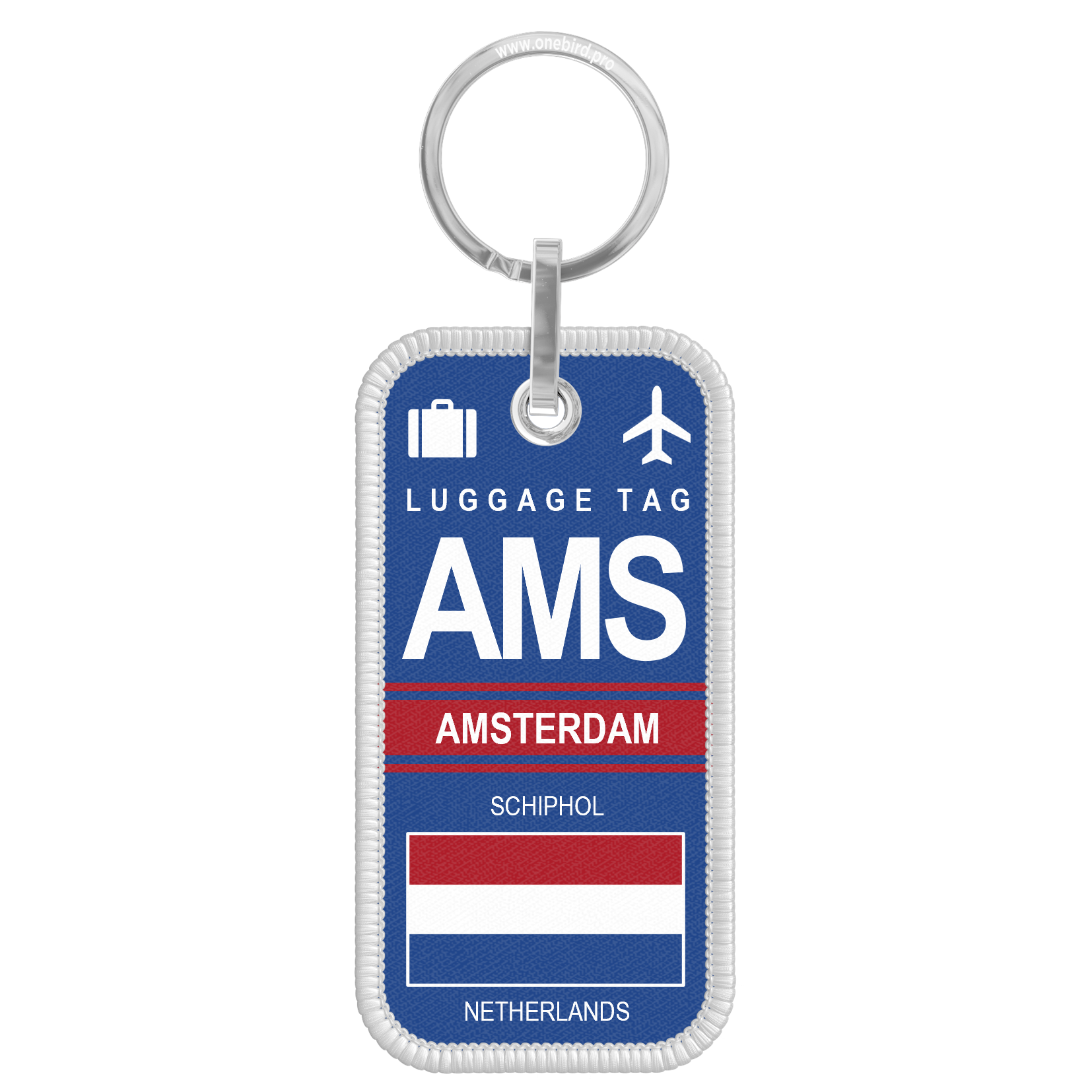 Porte-clés flamme - Airport code IATA - AMS - Amsterdam