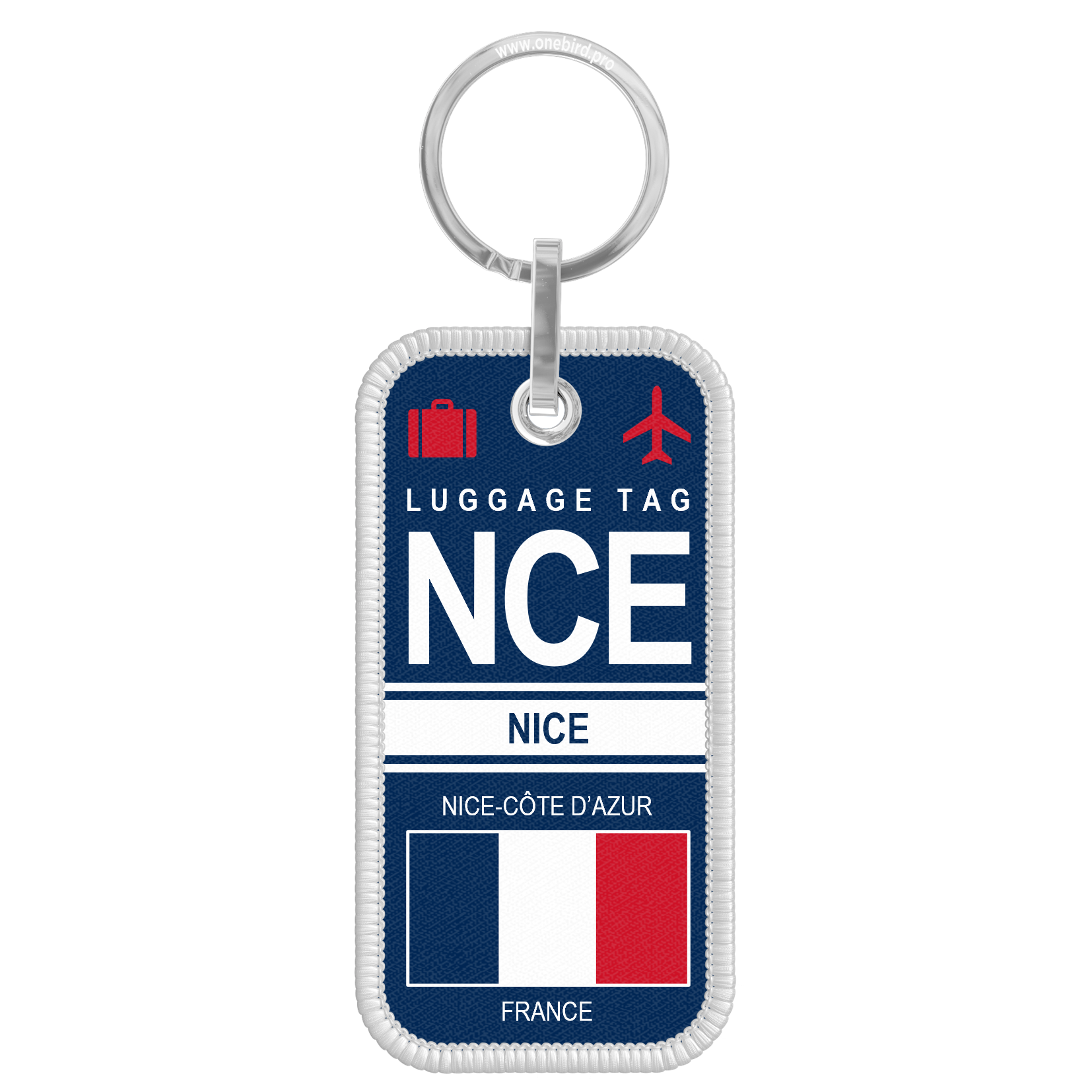 Flame keychain - Airport code IATA - NCE - Nice