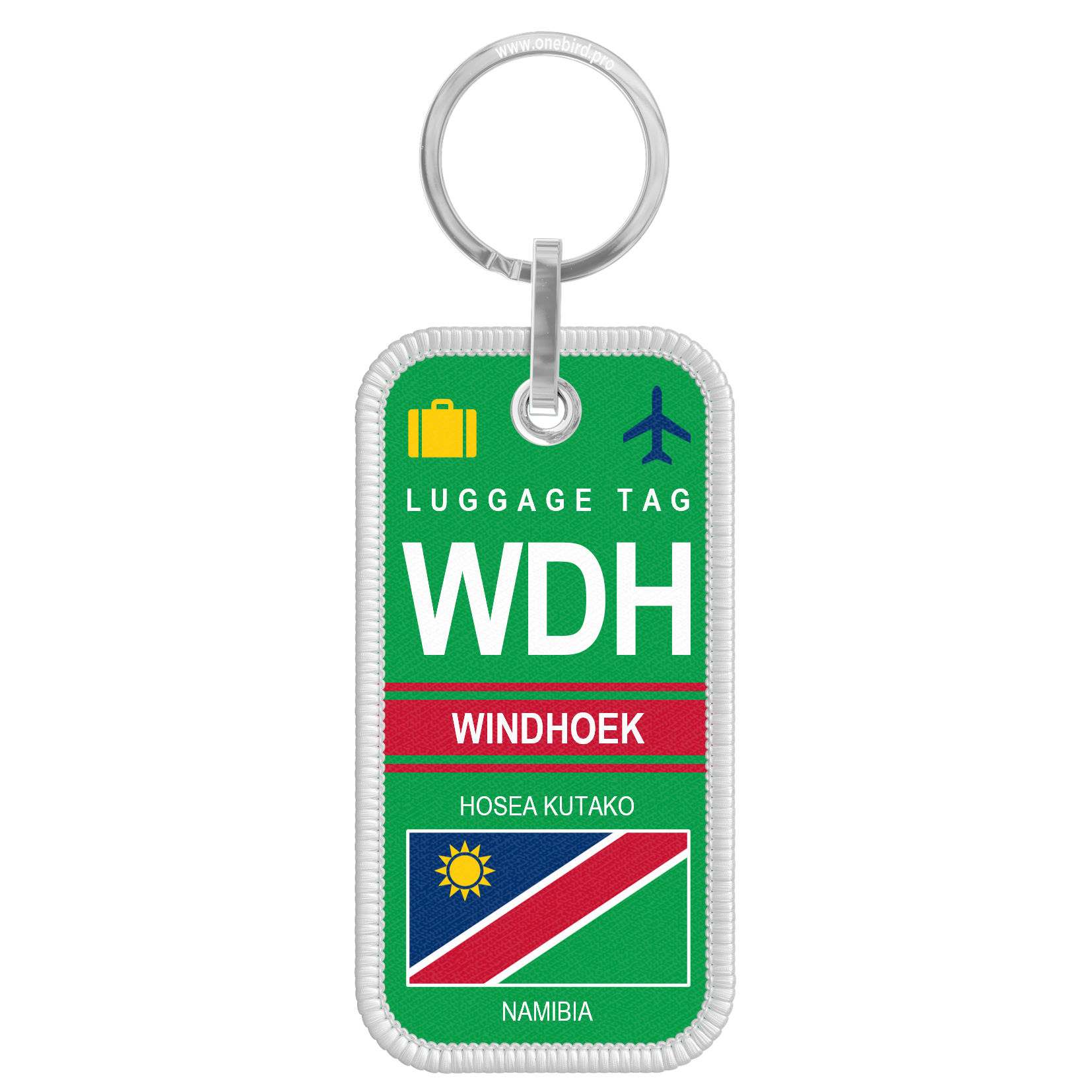 Flame keychain - Airport code IATA - WDH - Windhoek