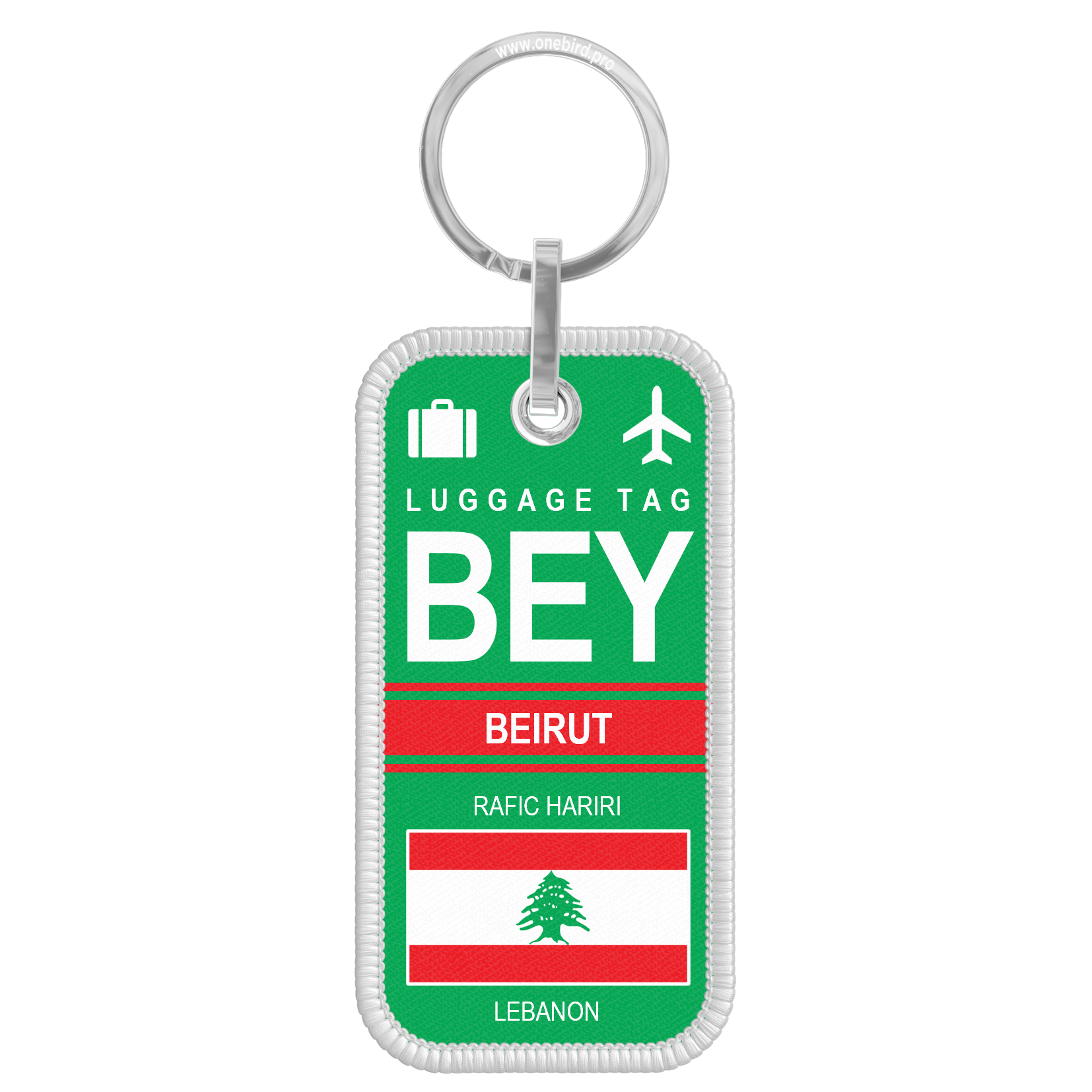 Flame keychain - Airport code IATA - BEY - Beirut